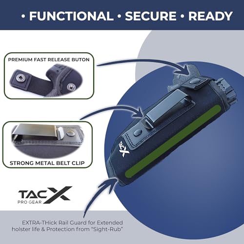 TacX Pro Gear Universal IWB Holster | Concealed Carry | Inside The Waistband | Flexible, Breathable, Neoprene | S&W M&P Shield 9/40 1911 XDS Taurus Glock