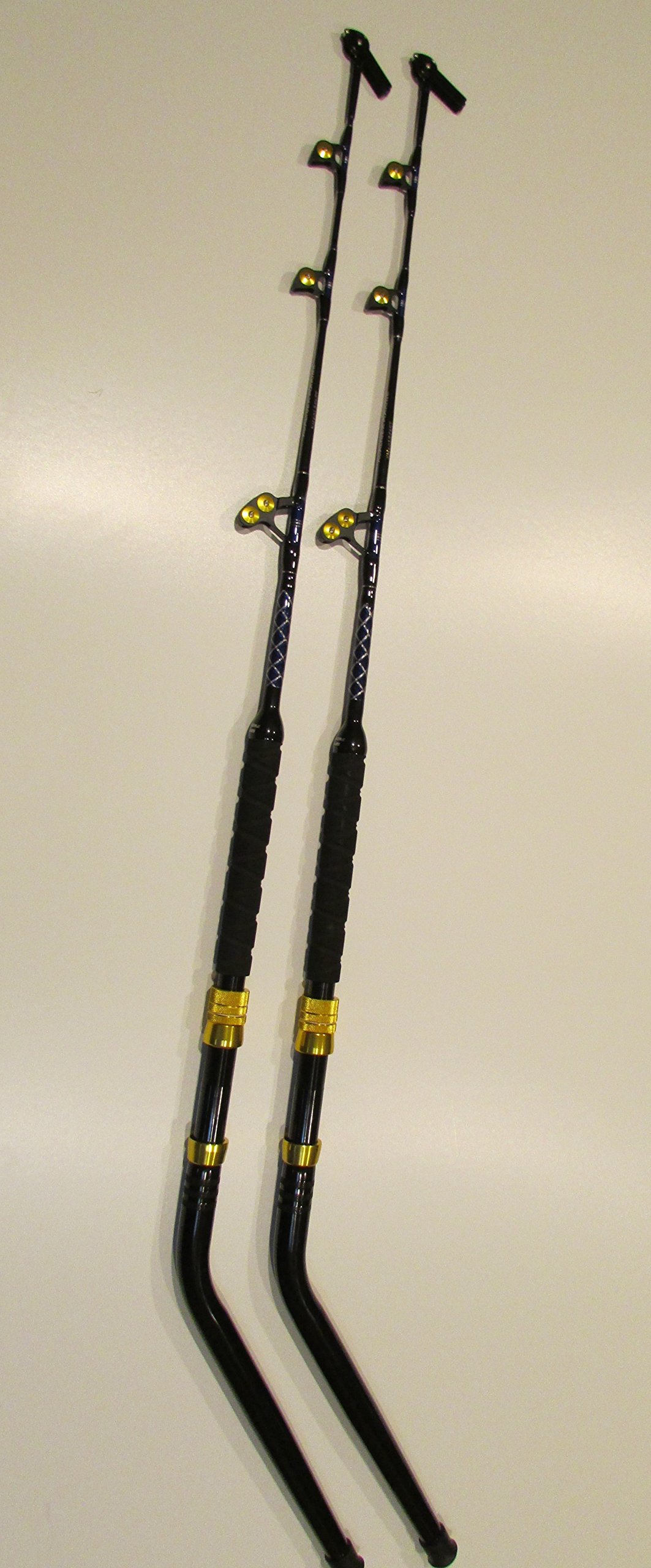 Xcaliber Marine Pair (2) Offshore Series 80lb Saltwater Deep Drop Swivel Tip Trolling Rod (Blue & Silver)