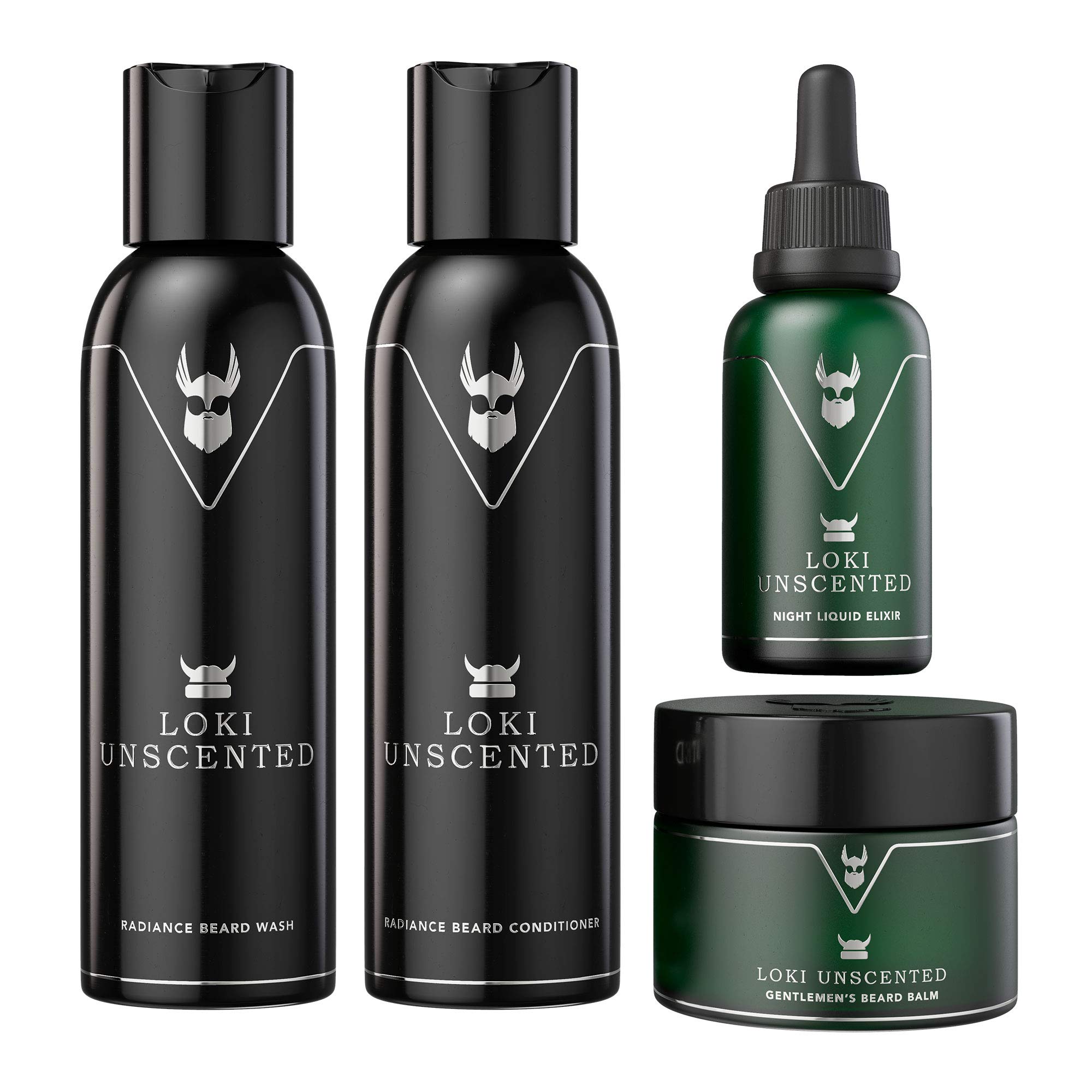 The Beard Struggle Essential Kit - Grooming Care Package for Men - Balm, Oil, Wash, Conditioner - (Silver - Loki Unscented)