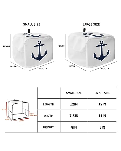 Toaster Cover, 4 Slice Toaster Cover Nautical Navy Blue Anchor White Background Kitchen Small Appliance Covers, Dust and Machine Washable Bread Maker Cover (12w X 11d X 8h)