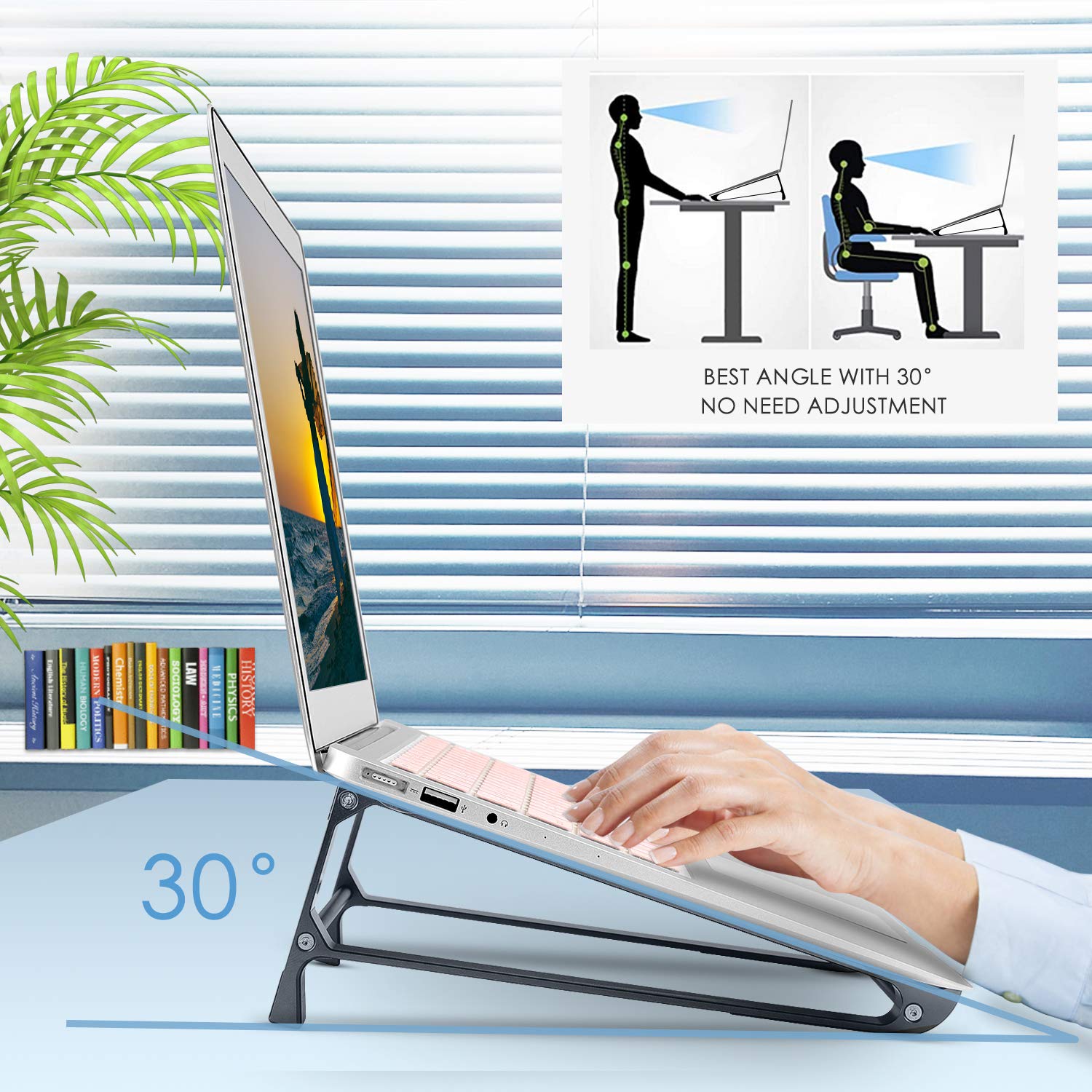 VICOODA Aluminum Laptop Stand, Portable Laptop Desk Holder, Ergonomic Laptops Elevator for Desk 2 in 1 Laptop Vertical Stand, Cooling Better Metal Holder Compatible with 10-17'' Notebook& Tablets