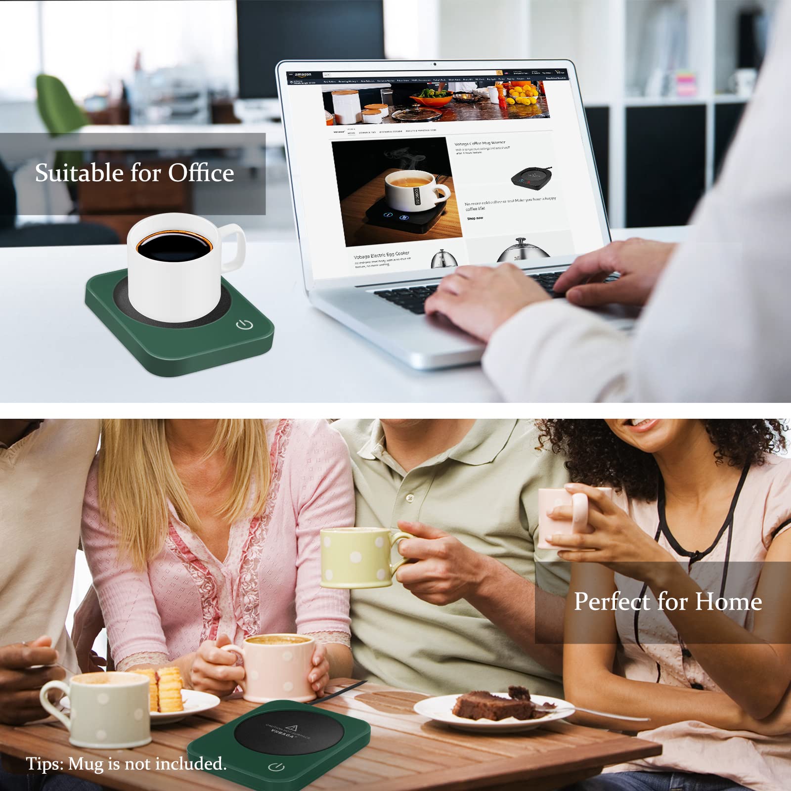 VOBAGA Coffee Mug Warmer, Electric Coffee Warmer for Desk with Auto Shut Off (No Cup), 3 Temperature Setting Smart Cup Warmer for Heating Coffee, Beverage, Milk, Tea and Hot Chocolate