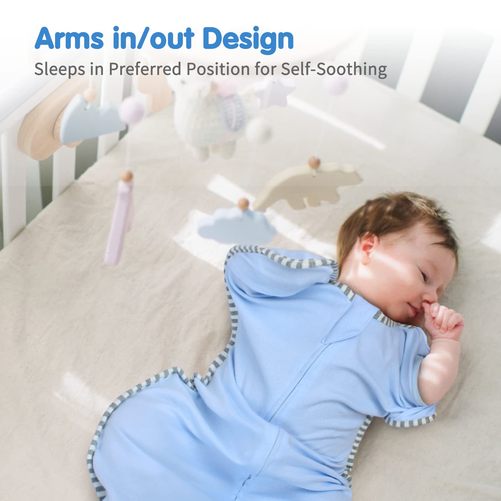 Transition Swaddle, Infant Sleep Sack 0-3 Months Arms up Swaddle 2-Way Zipper 100% Cotton Arms in/out, 0.8 Tog Baby Swaddle Newborn Sleep Sack for Boys Girls, 2-Pack Transitional Swaddle Sack (Small)