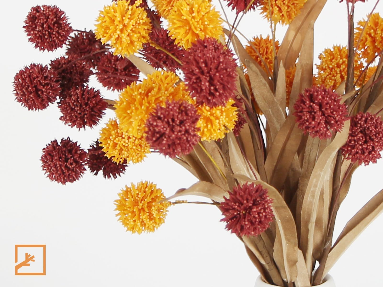 ZIFTY Thanksgiving Decor Artificial Flower Handmade 2Pcs Artificial Stems 18.5" Tall Thistle Globe Echinops Bouquet Fake Branches for Vase Bouquets Christmas Farmhouse Home Decor