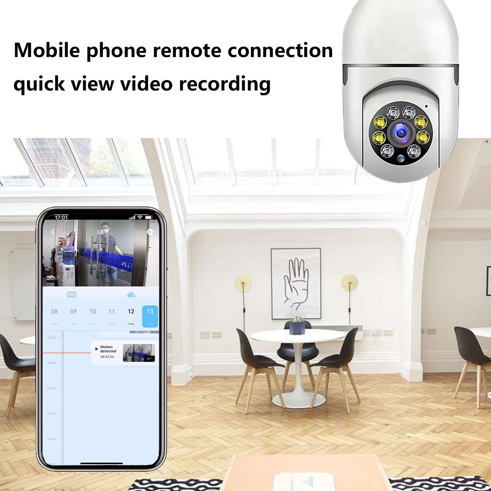 SSYING 2PCS Light Bulb Camera, 1080P 2.4G/5.0GWireless Light Bulb Camera WiFi Outdoor 360 Degree, Light Bulb Security Camera with Motion Detection, Two-Way Audio,Free Cloud Storage