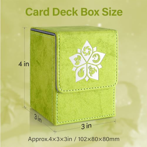 ULTRGEE Deck Box for MTG, MTG Deck Box Fits 110 Single Sleeved Commander Cards, Trading Card Storage Case with 2 Dividers - Grass