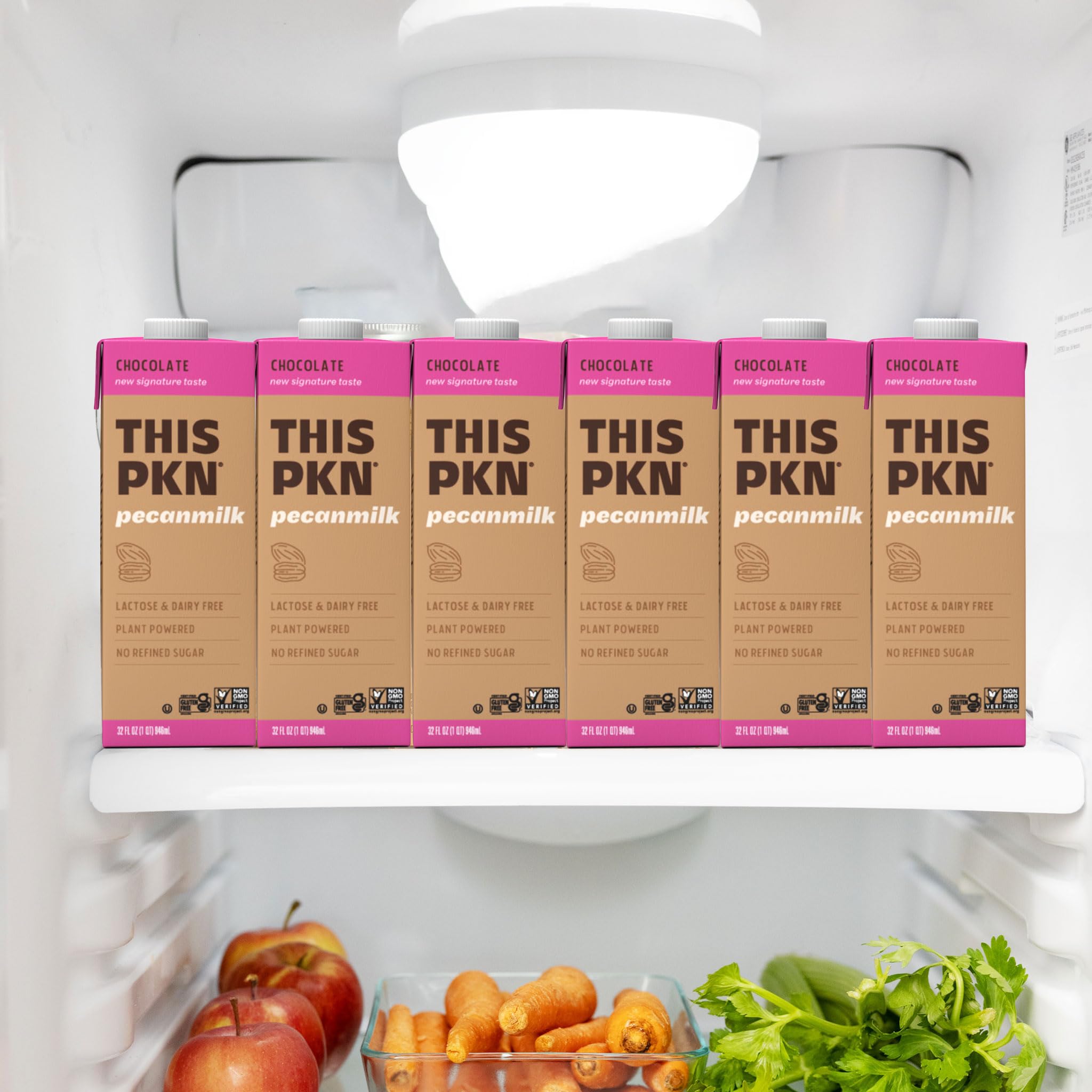 THIS PKN Pecan Nut Milk Chocolate Non Dairy Milk Alternative, Made from Real Texas Pecans, Plant Based Chocolate Milk, Made Without Added Sugars and No GMOs or Lactose (32oz, Pack of 6)