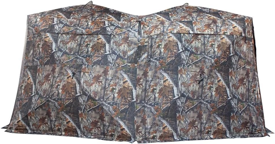 THUNDERBAY Bunkhouse Pop Up Portable Side-by-Side See Through Hunting Blind, 6 Person Wide Bottom 360 Degree See Through Hunting Tent, Footprint: 180"x90" with 80" Height