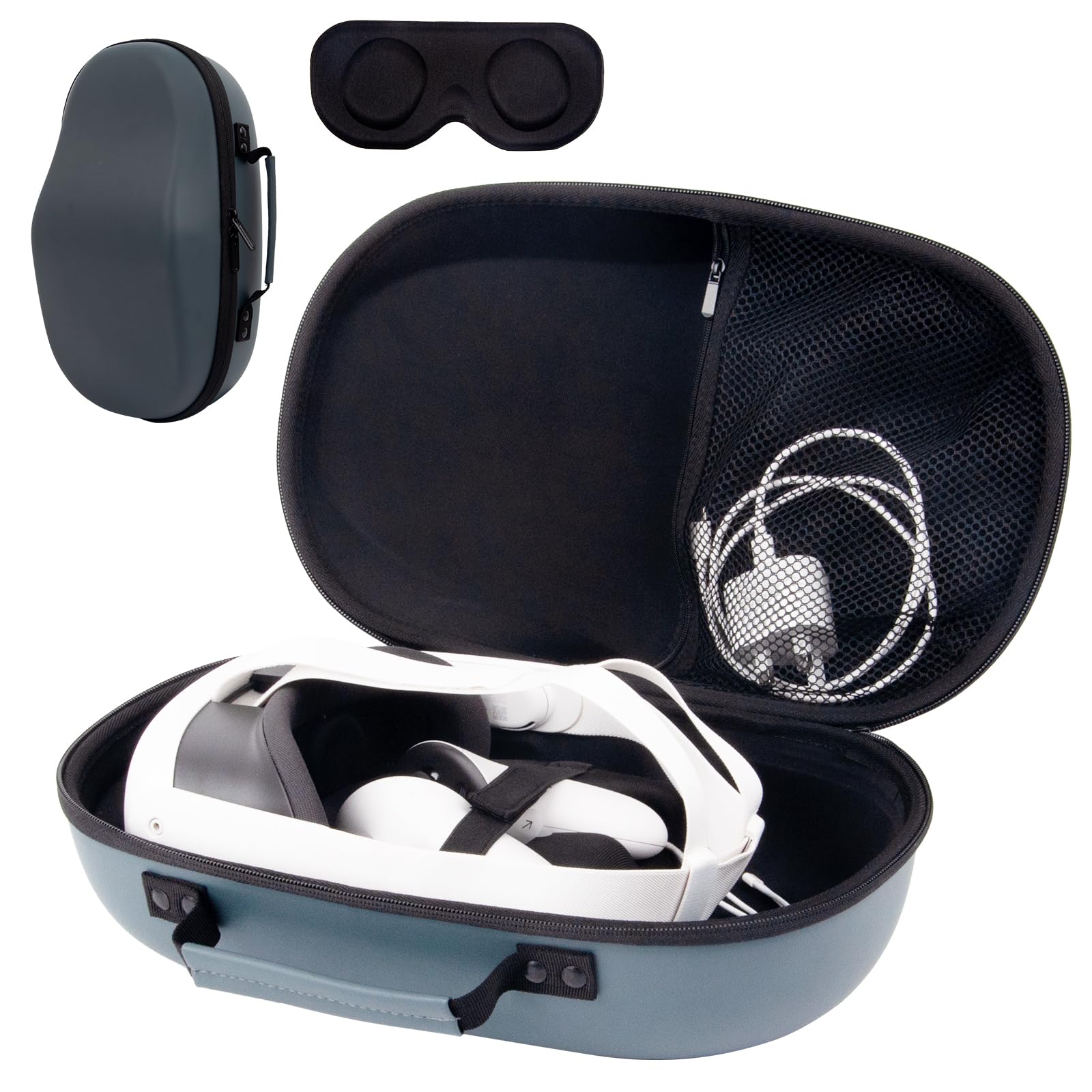 XINGFUDAO Hard Case for Meta Quest 3 VR Headset & Gaming Console, Meta Quest 3 Carrying Case with Customized Storage Space, Waterproof Shockproof Portable Bag with Mesh Pocket for Accessories Gray