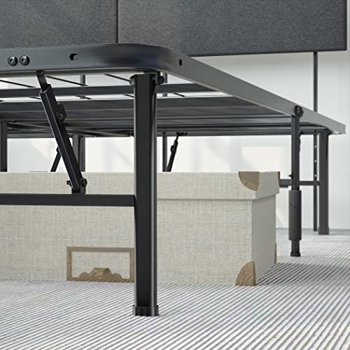 Zinus SmartBase Mattress Foundation with Upholstered Headboard / 42 Inch Metal Platform Bed Frame/No Box Spring Needed/Sturdy Steel Frame/Adjustable Headboard Height, Full