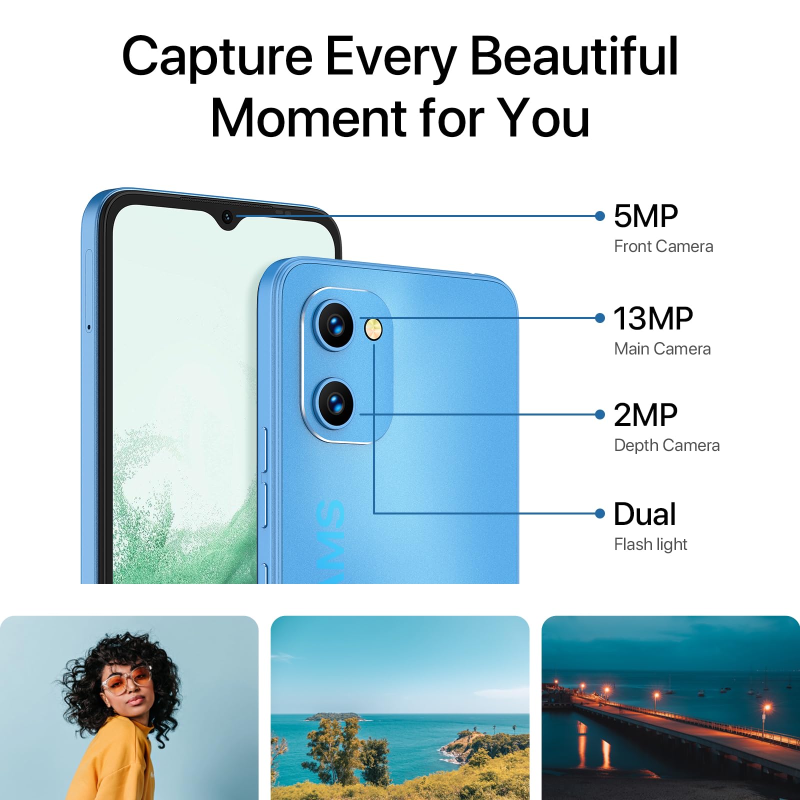 UMIDIGI Cell Phone G1 Plus, Android 13 Smart Phone, Dual SIM 4G LTE Mobile Phones, 3GB+32GB & 1TB Expandable Android Phone, 6.52" HD+, 5150mAh Battery, GSM Unlocked