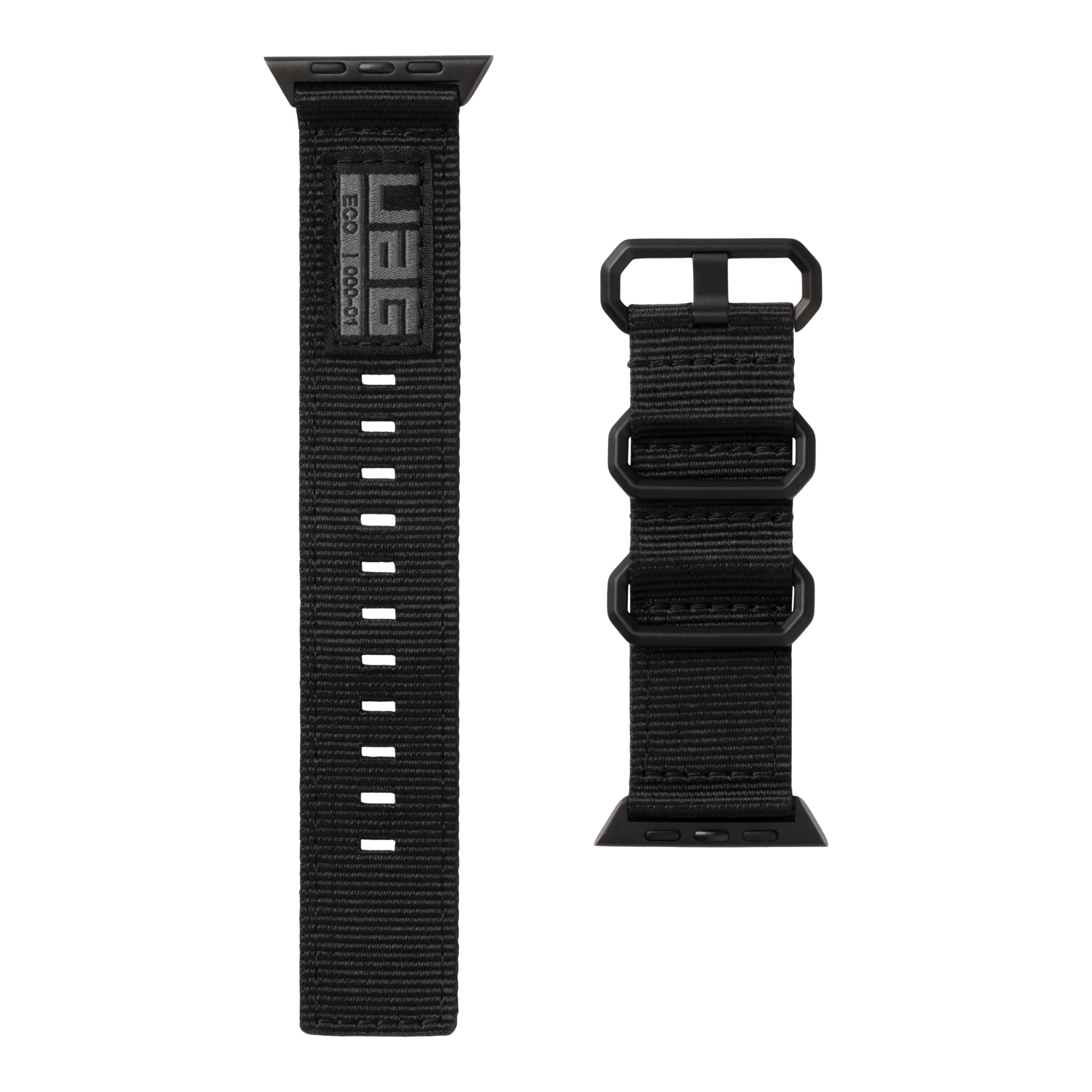 URBAN ARMOR GEAR UAG Compatible with Apple Watch Band 49/45/44/42mm for iWatch Series Ultra 2/9/Ultra/SE2/8/1-7/SE Nato Eco Graphite/Black (New Edition) Nylon Sport Adjustable Replacement Strap
