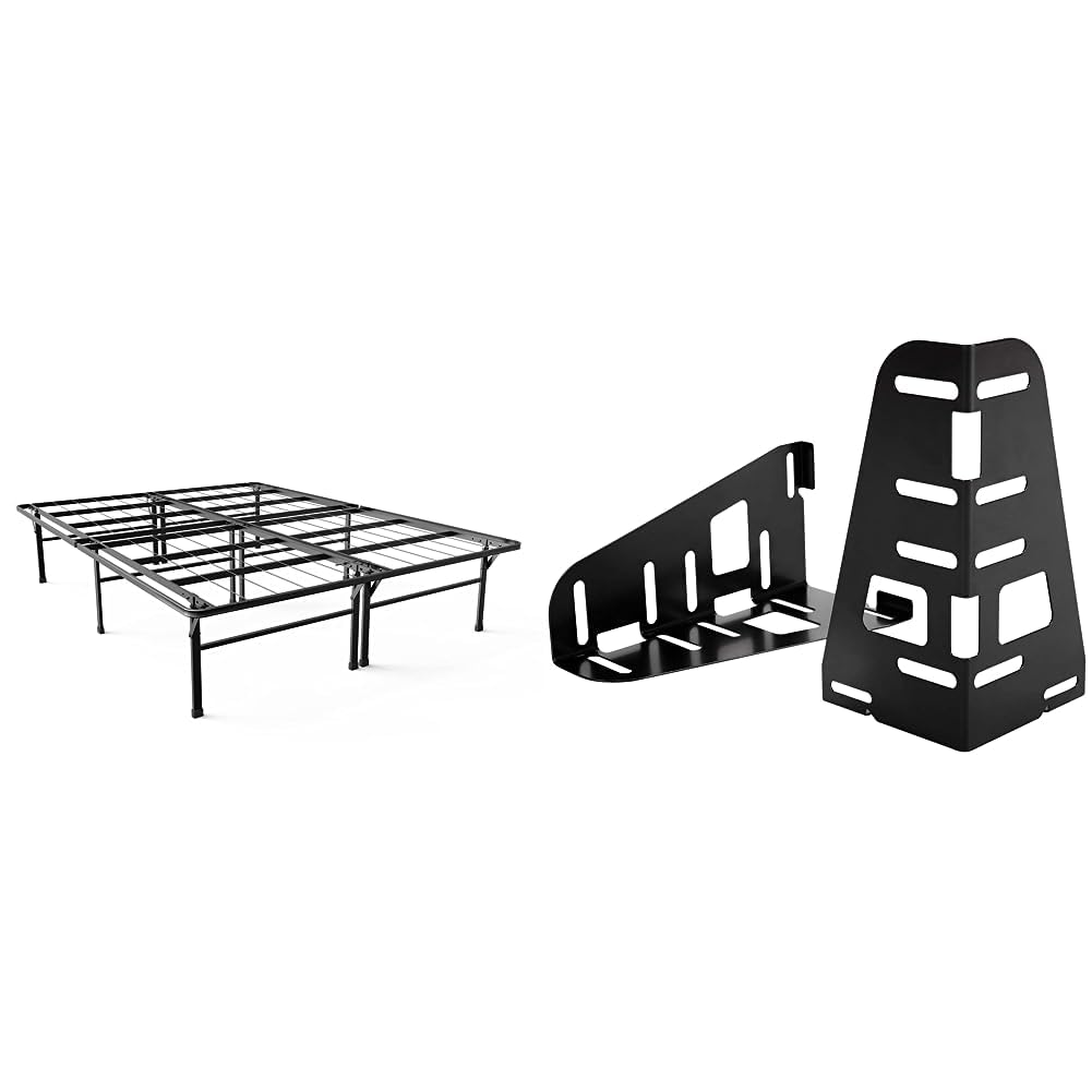 Zinus SmartBase Heavy Duty Mattress Foundation / 16 Inch Metal Platform Bed Frame & 16 Inch SmartBase Headboard or Footboard Brackets, Set of 2