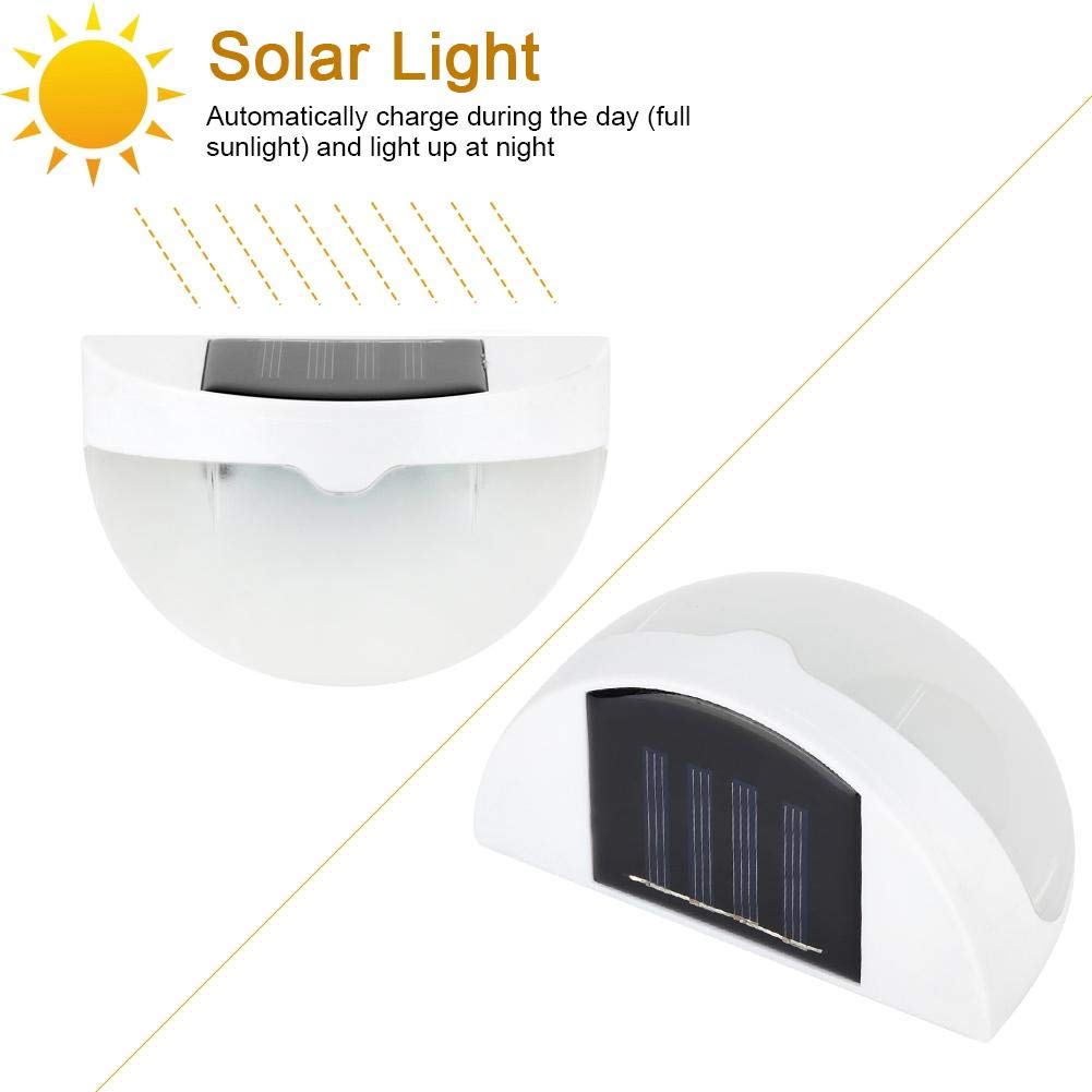 Zopsc 6LED Solar Powered Light, IP55 Waterproof Garden Fence Lamp Decoration Light for Home Outdoor Courtyard Lighting (White)