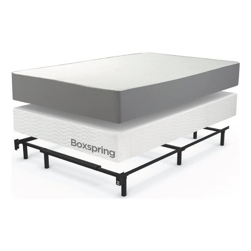 ZINUS Upholstered Metal Box Spring / 7.5 Inch Mattress Foundation / Easy Assembly / Fabric Paneled Design, King & Compack Metal Bed Frame / 7 Inch Support Bed Frame, Black, King