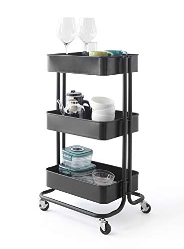 Urban Lifestyle 3 Tier Rolling Storage Cart, Black