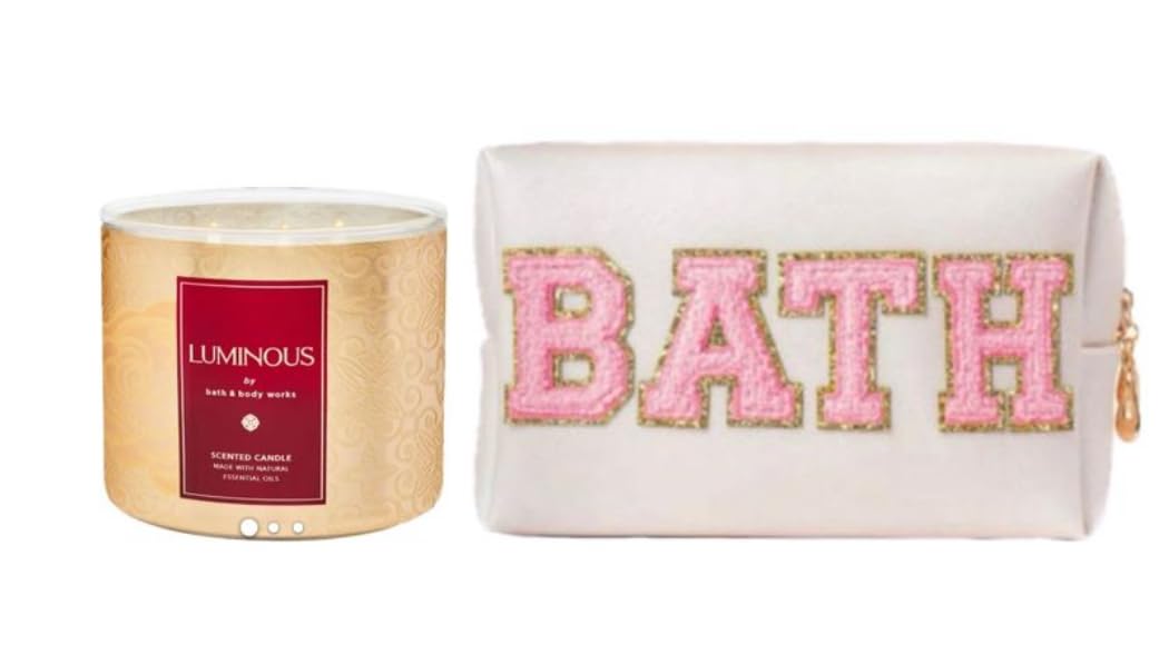 White Barn - Bath & Body Works- Luminous- 3 Wick Candle, New 14.5 oz with Travel Bag Bath