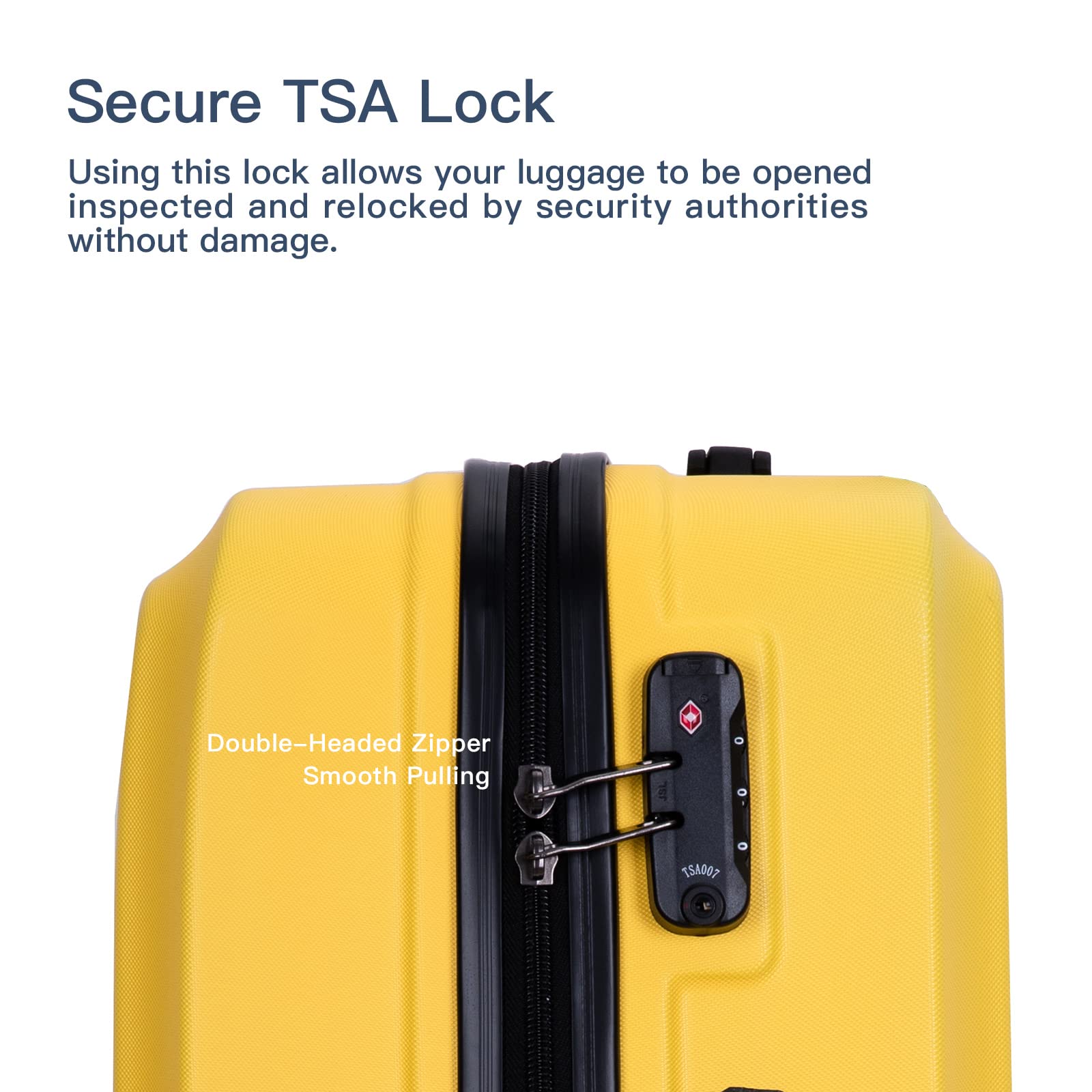 Tripcomp Luggage Sets Wear-Resistance Hardside Lightweight Suitcase Double Spinner Wheels, TSA Lock,Two Hooks, Scratch-resistant Carry-on, 3 Piece Set(20/24/28) (Bright yellow)