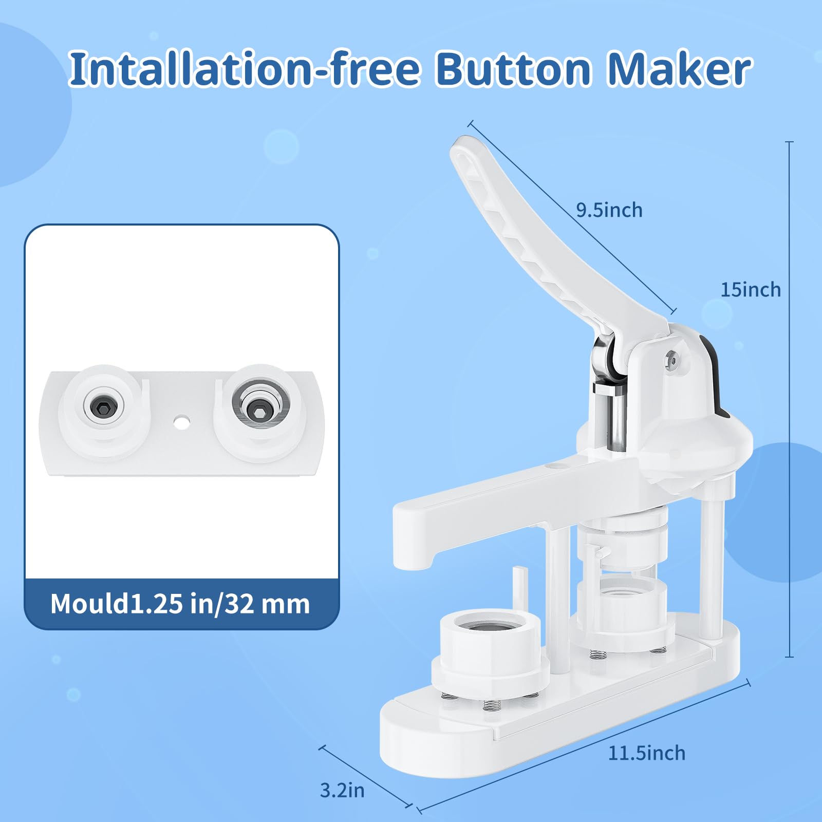 Tigoola Button Maker Machine,32mm(1.25 inch) Pin Maker Machine,Button Press Machine,Badge Press Machine,Craft Gifts for Kids with Free Button Supplies