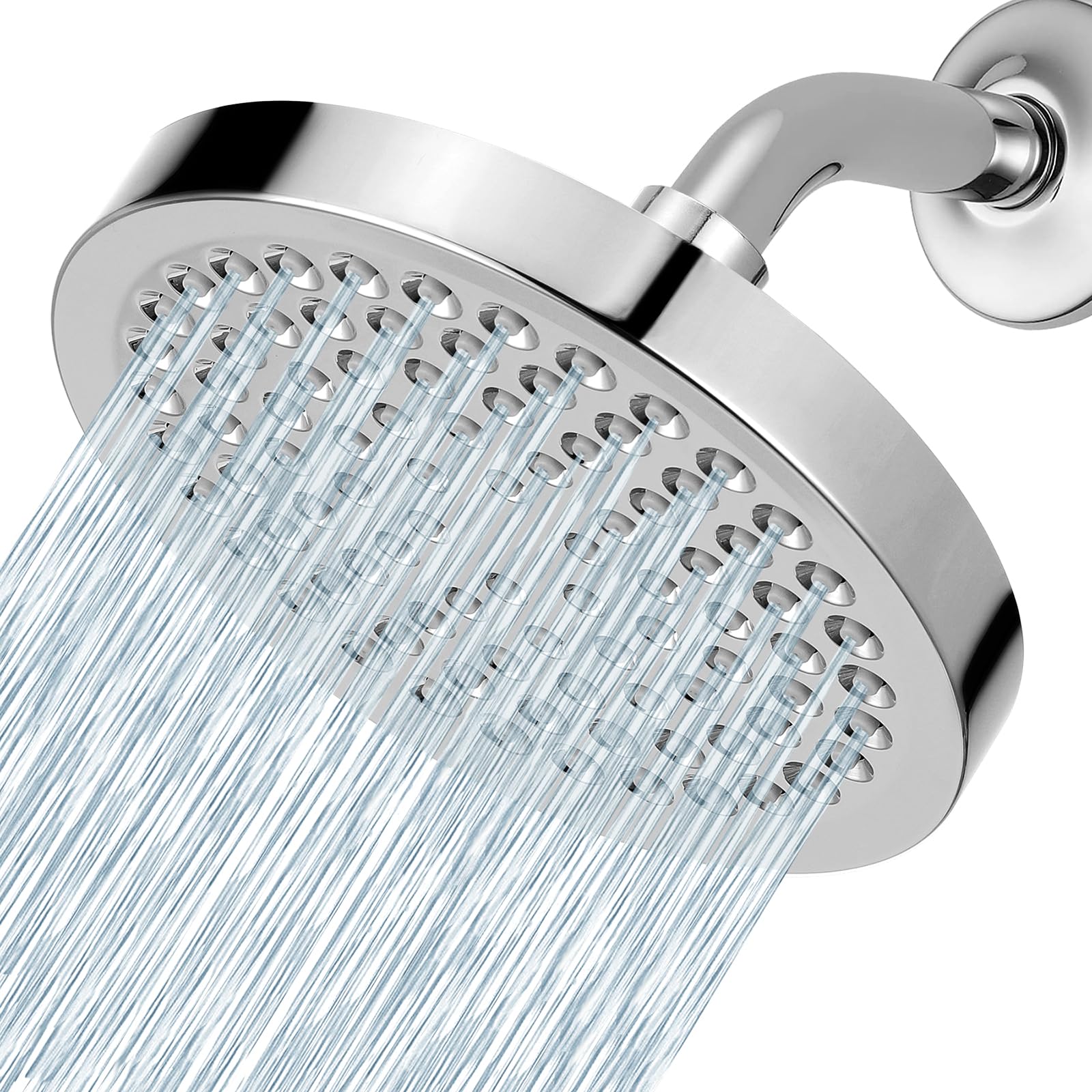 Voolan High Pressure Rain Shower Head - Luxury Modern Look - The Perfect Adjustable Replacement For Your Bathroom Showerhead - Comfortable Shower Experience Even at Low Water Flow (6ā Chrome)