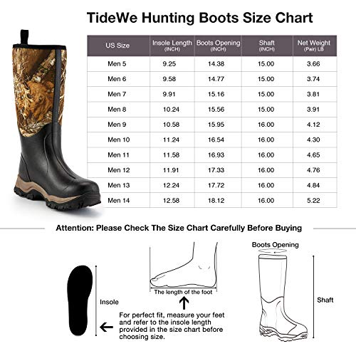 TIDEWE Hunting Boot for Men, Insulated Waterproof Durable 16" Men's Hunting Boot, 6mm Neoprene and Rubber Outdoor Boot US Size 14