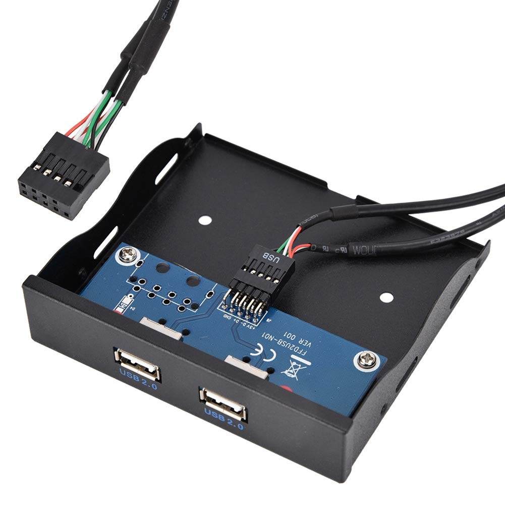 USB 2.0 Floppy Drive Front Panel,3.5 Inch USB2.0 2 Port 9-Pin Tinned Copper Wire Front Panel,Strict Accord with The Size of The Floppy Drive Interface