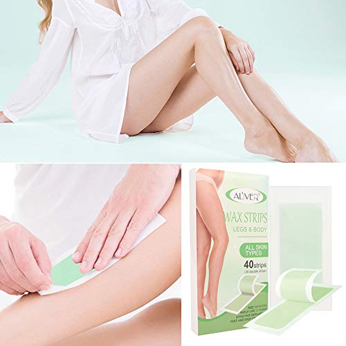 Wax Strips Hair Removal, No Wait Time, Keep Skin Smoothness, Fast & Easy At-Home Depilation, for Arms, Legs, Armpits, Face, Bikini Line, 40 Strips