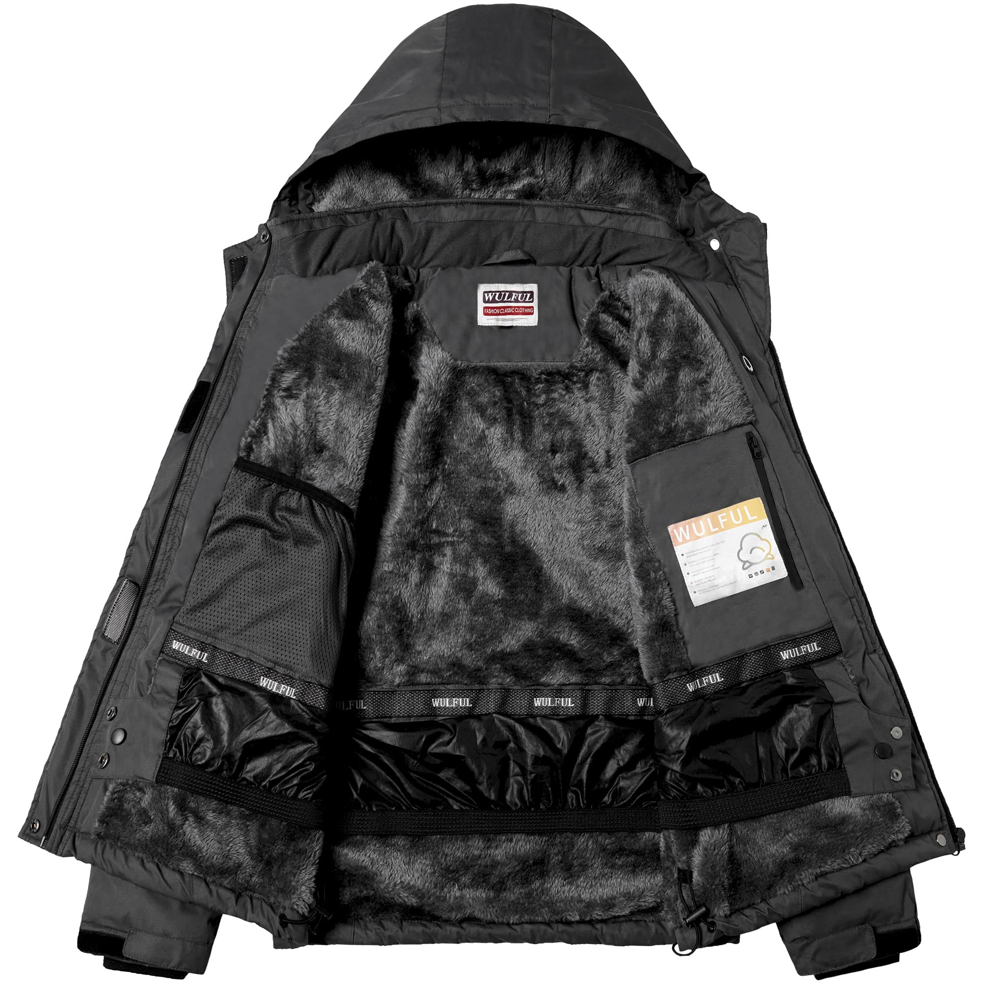 WULFUL Women’s Waterproof Snow Ski Jacket Mountain Windproof Winter Coat with Detachable Hood