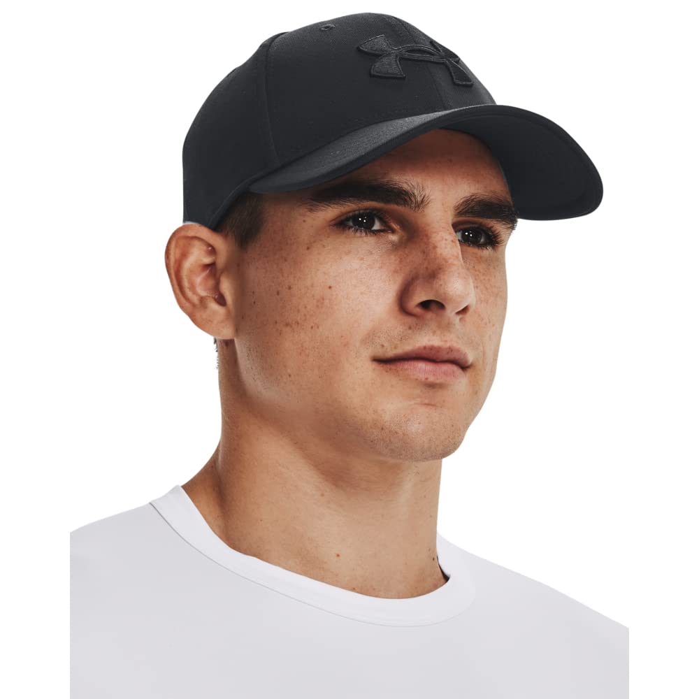 Under Armour Men's Blitzing Cap Stretch Fit, (002) Black / / Black, Large/X-Large