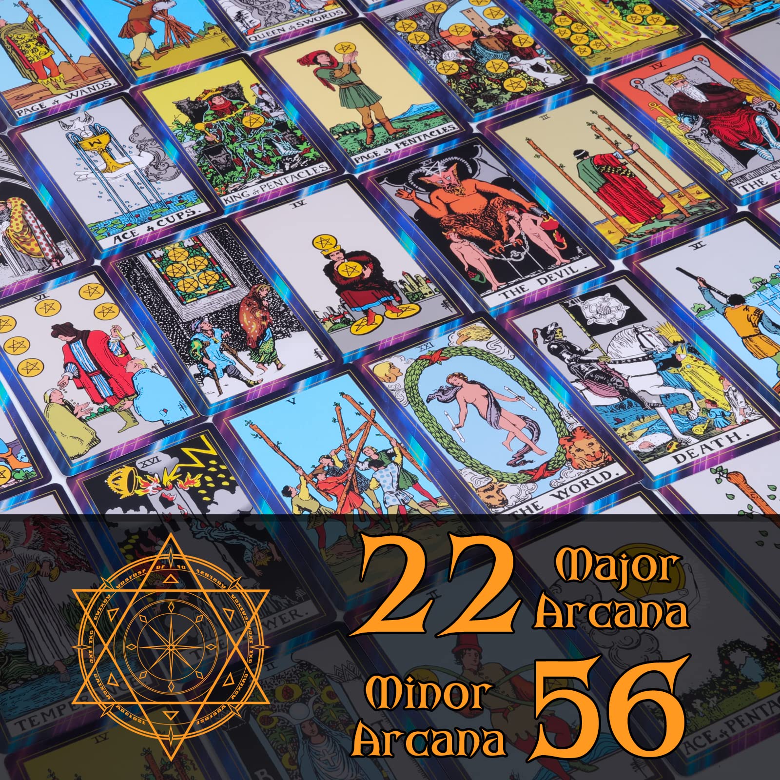 YixangDD Tarot Cards with Guide Book Include 1 Deck of 78 Cards 、12 Mini Crystal Jars,1 Tarot Card Holder Stand,7 Chakra Stones,1 Cloth ,1 Velvet Bag