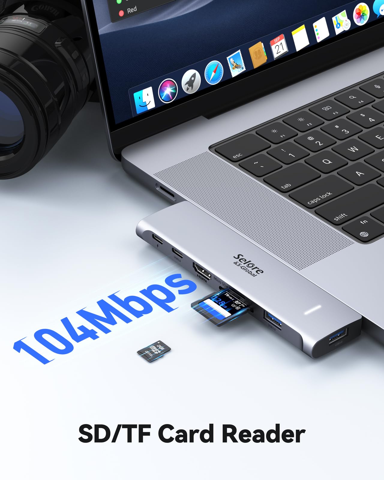 USB C Adapter HDMI Hub for MacBook Pro/Air M1 M2 2023 2022 2021 13"15"16",Mac USB Adapter 7-in-2, MacBook Accessories with HDMI,Thunderbolt 3, USB C and 2 USB A 3.0 Data Ports, SDµSD Card Reader