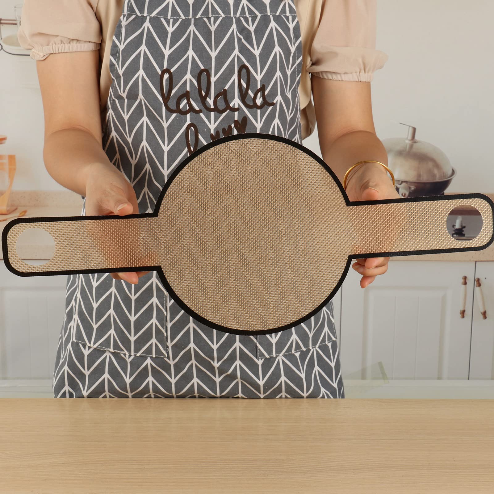 Yuehuam Silicone Baking Mat for Dutch Oven Bread Baking Reusable Dough Drop Dough Bread Sling Baking Mat Sheet Long Handles for Gentler & Easier Transfer of Dough Oven Accessories (Brown)