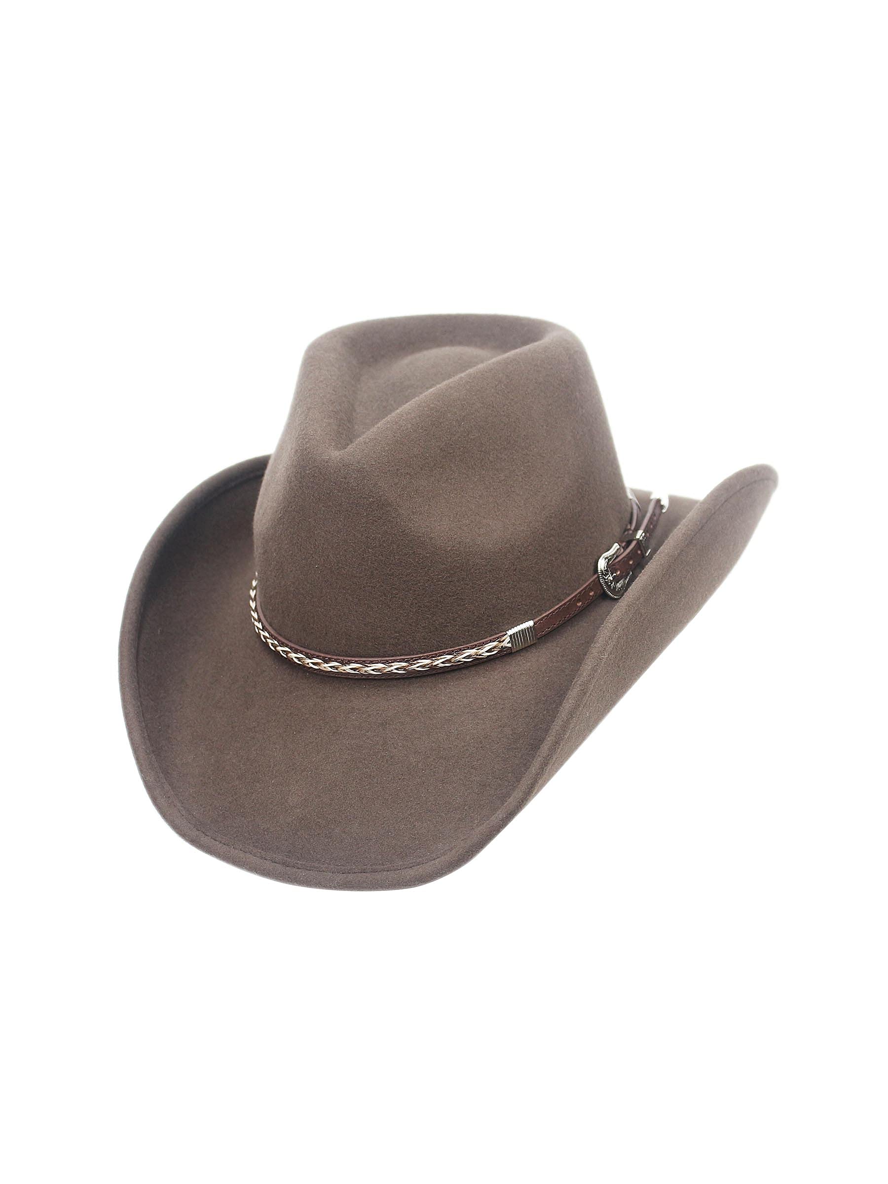 Western Hat Band for Cowboy Hats by Silver Canyon, Brown Leather with Tan, Brown, Natural Braided Horsehair