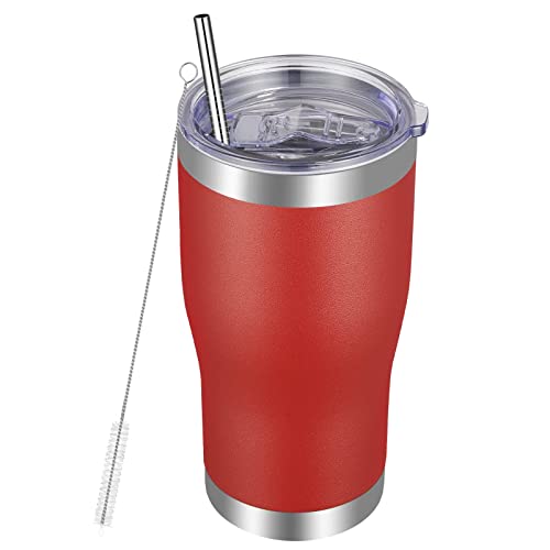 VEGOND 20oz Tumbler Stainless Steel Tumbler Cup with Lid And Straw Vacuum Insulated Double Wall Travel Coffee Mug(Brick red 1 Pack)