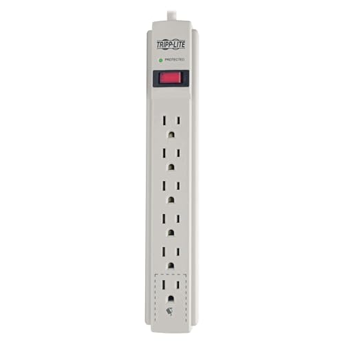 Tripp Lite Surge Protector Power Strip 120V 6 Outlet 8' Cord 990 Joule Flat Plug Gray