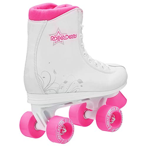 Roller Derby U324G-04 Girls Roller Star 350 Quad Skate, Size 4, White/Pink