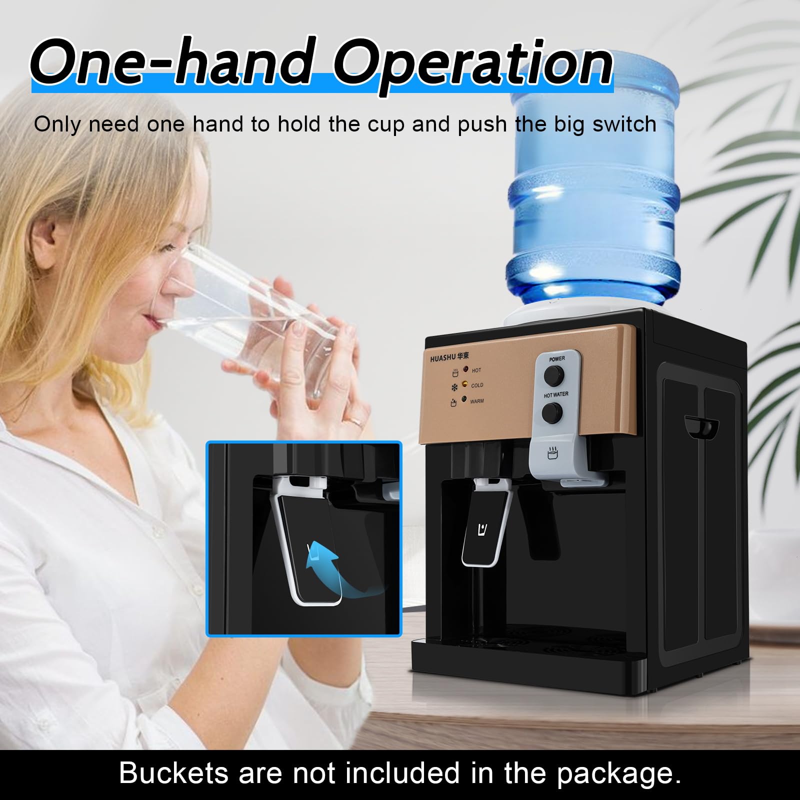 Top Loading Cooler Dispenser-Water Dispenser for 5 Gallon Bottle Desktop Electric Hot and Cold Dispenser, 3 Temperature Settings Boiling Water, Normal Ice Water(46-59℉) for 1 to 5 Gallon Bottles
