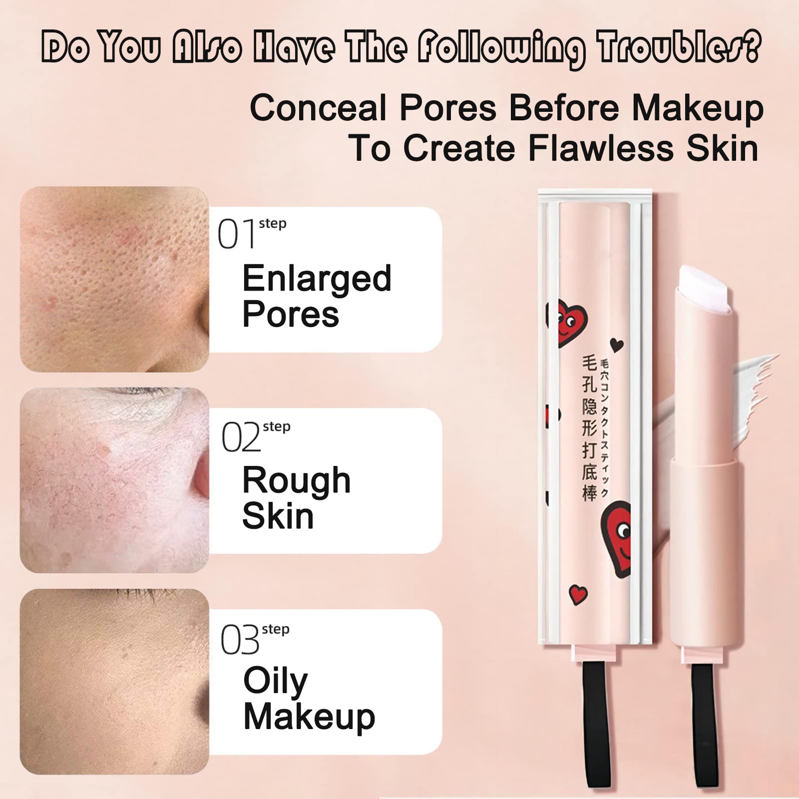 VingTank Magical Pore Eraser Waterproof Face Primer Stick,Matte Priming Makeup Blur Stick Invisible Pore Primer Stick,Magical Pore Eraser Waterproof Face Primer Stick (3PCS)