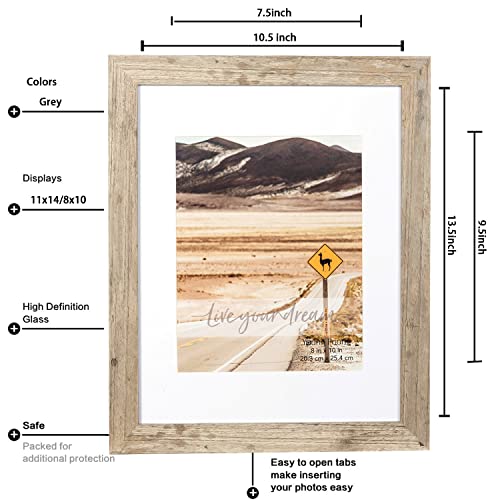 YOUNG POONG 11x14 Picture Frame Set of 2 Rustic Farmhouse Photo Frame with Tempered Glass for Wall and Tabletop Display