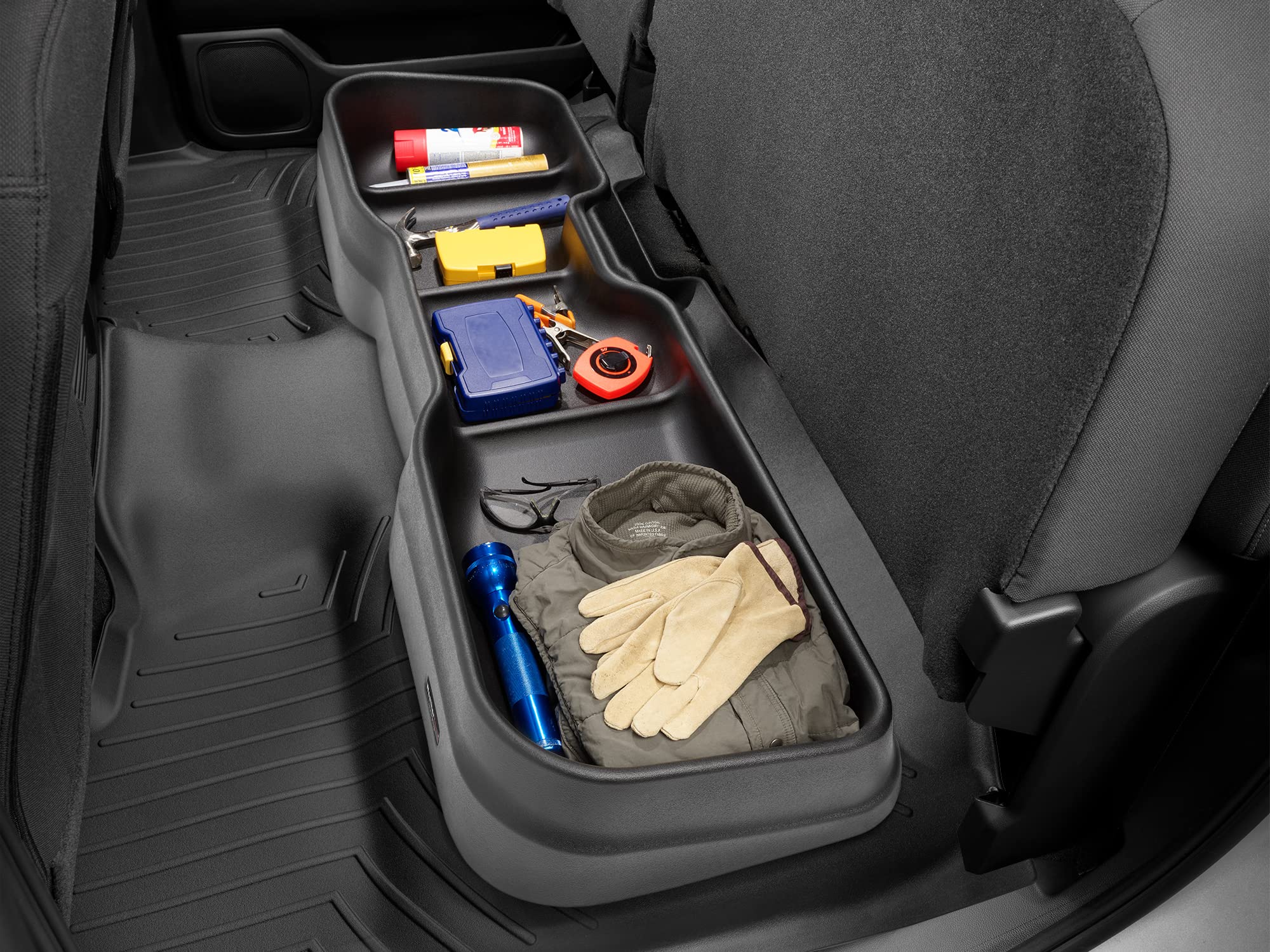 WeatherTech Under Seat Storage System for Silverado 1500, Sierra 1500, Sierra 2500HD/3500HD, Silverado 2500HD/3500HD (4S002) Black