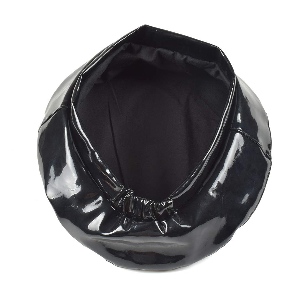 UTALY Patent Leather French-Beret Hat PU Dancing Cap Captain Women (Size S-M) Black