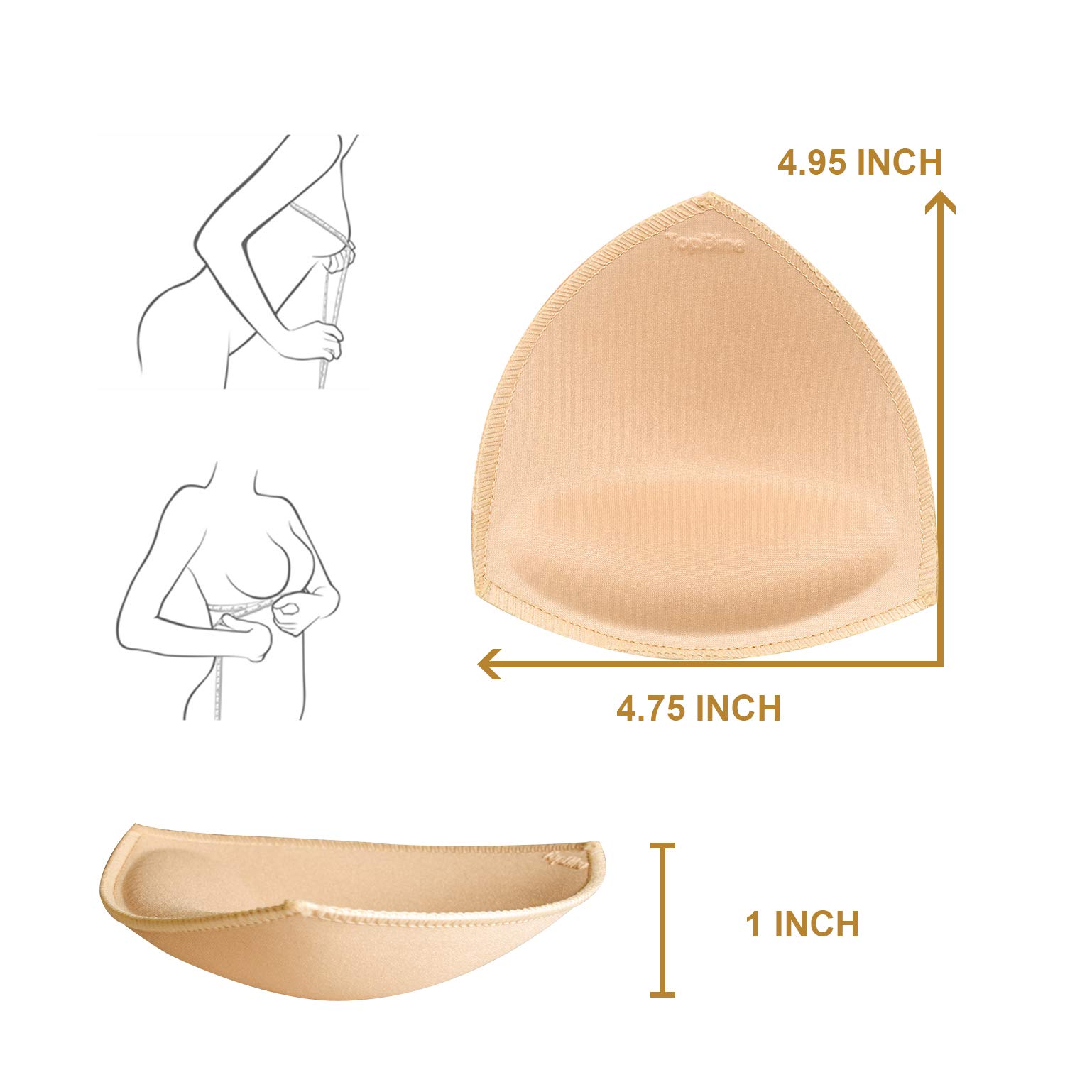 TopBine Removable Bra Pads Inserts Women's Comfy Sports Cups Bra Insert for BIkini Top Swimsuit (A/B)