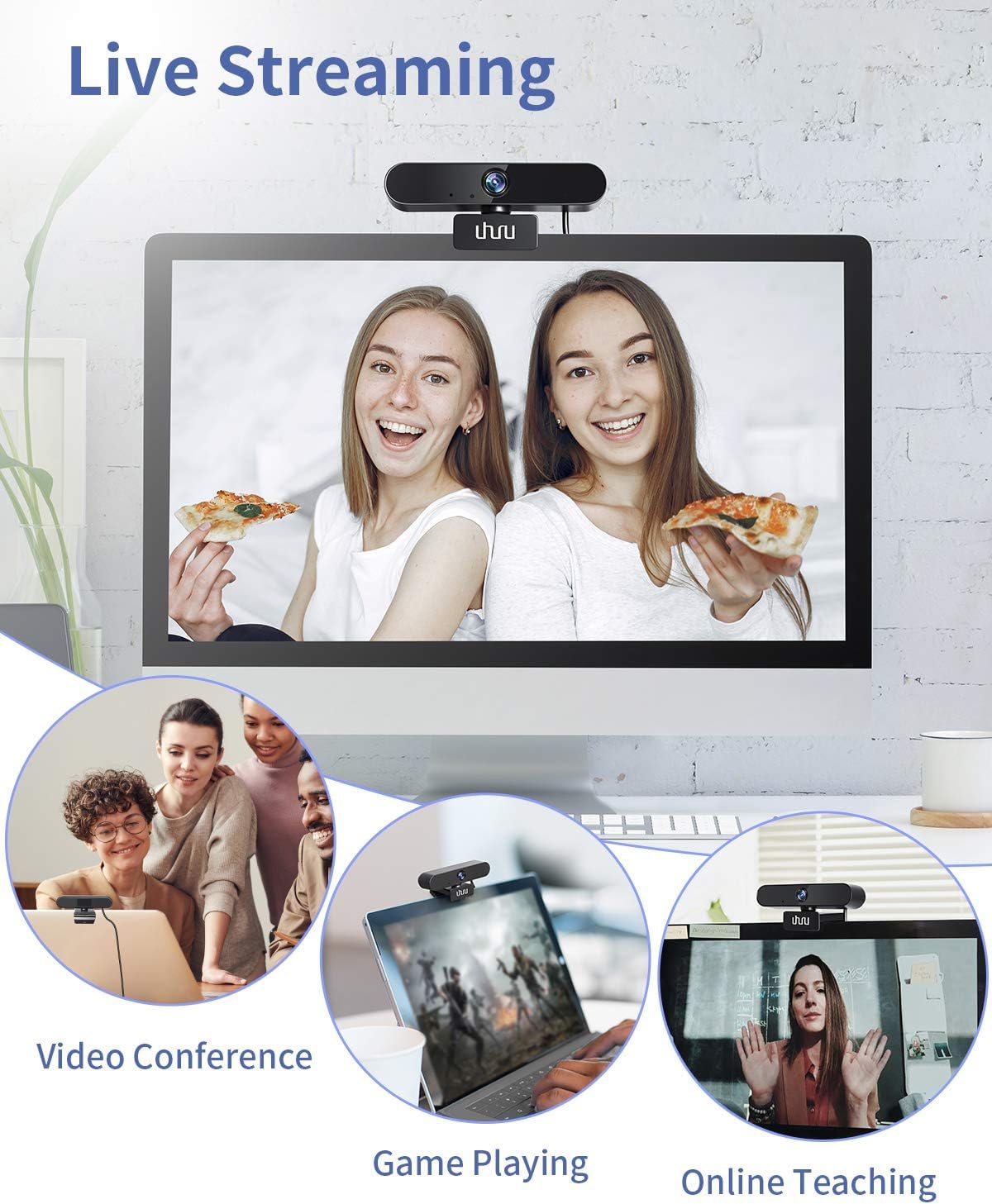 UHURU Webcam with Microphone for Desktop, UW-002 1080P USB Web Camera with Built-in Microphone Autofocus for Video Calling and Recording,Compatible for Mac Windows 10/8/7/XP/Vista