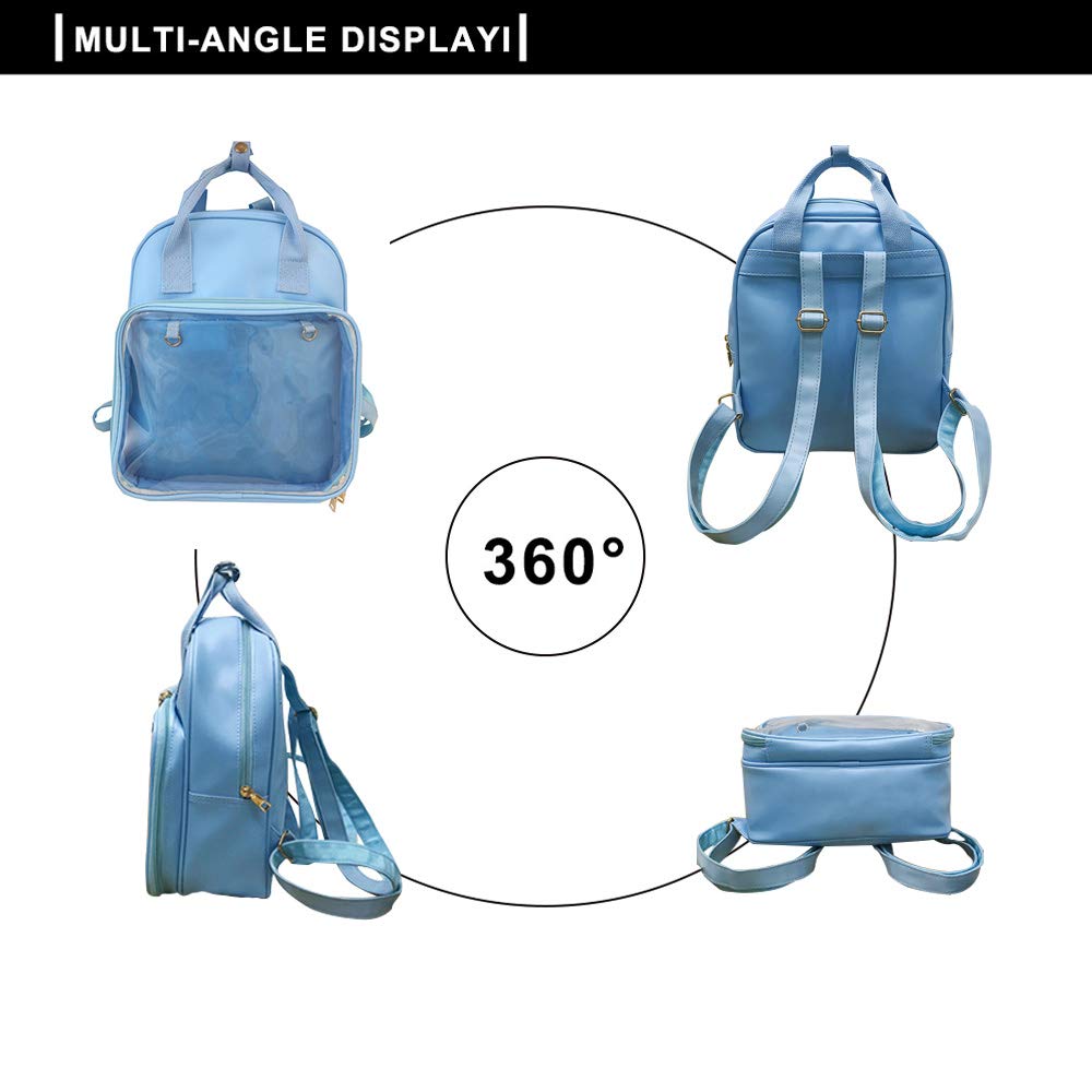 UULMBRJ Ita Bag Backpack Pins Display Purse Large Capacity Daypack Clear Window Candy Color Cute Bag , Green ,1