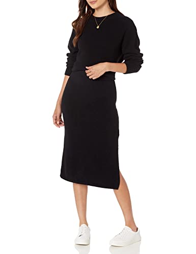 The Drop Women's Carter Super Soft Essential Crewneck Sweater, Black, S