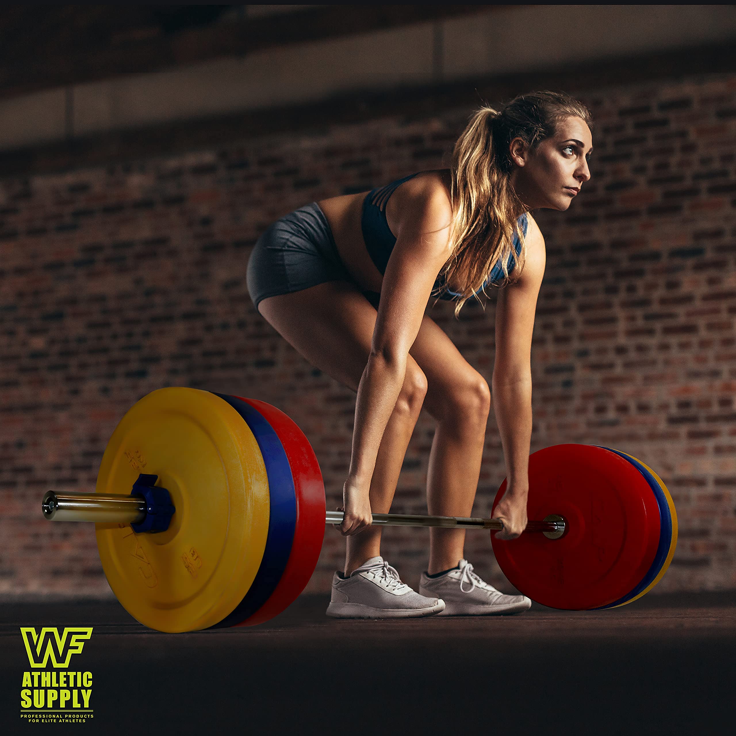 WF Athletic Supply 2 inch Olympic Size Color Premium Bumper Plate with Steel Insert, Great for Strength Training, Weightlifting & Crossfit Competition, Size Options Available