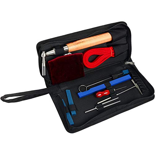 Yaetek Pack of 10 Pieces Piano Tuner Tools with Tuning Hammer Fork Wedge Mute Wrench Hammer Wood Handle Trip Kit Tools w. Case, Piano Tuning Kit (10 items)