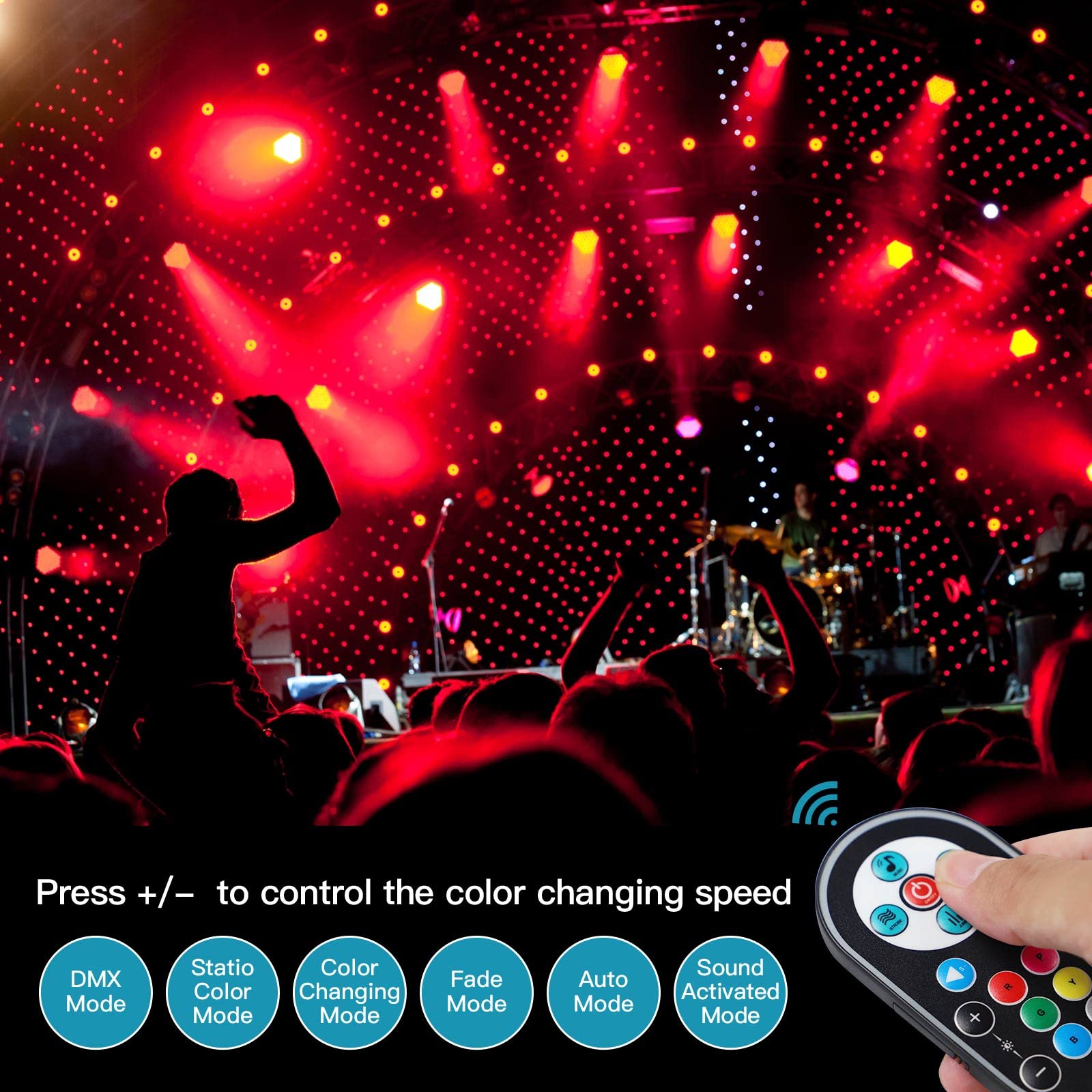 Stage Lights 36 LED Par Lights DJ Lights for Party U`King Disco Wedding Halloween, DMX Control Sound Activated RGB Party DJ Lights