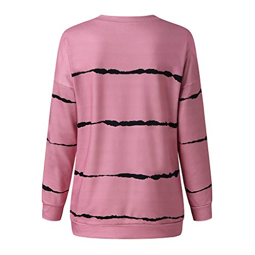 Weiliru Women's Striped Long Sleeve CrewNeck Sweatshirts T Shirts Casual Pullover Print Loose Fit Tops Tunics