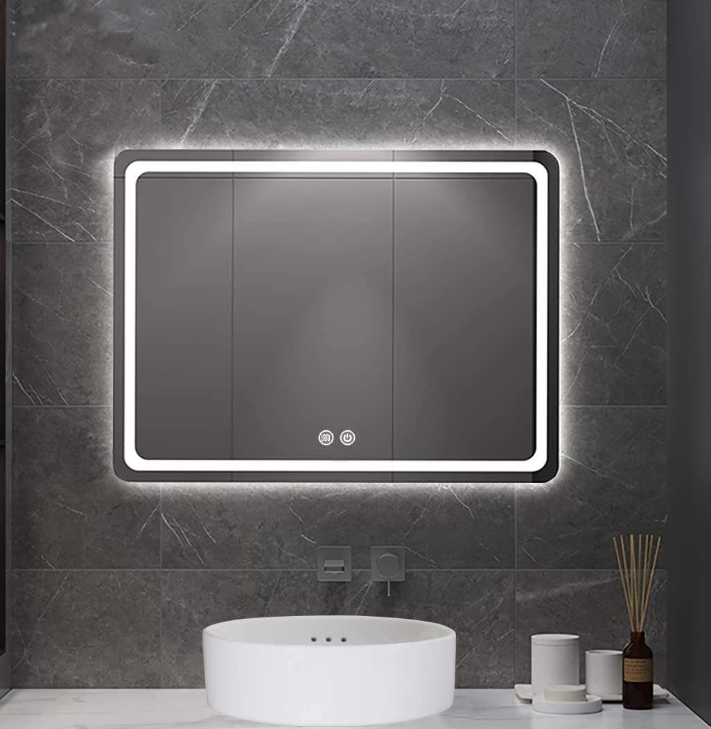WinZo 30"x20" LED Bathroom Vanity Mirror with Adjustable Lights Wall Mounted Anti-Fog Waterproof, Horizontal Installation